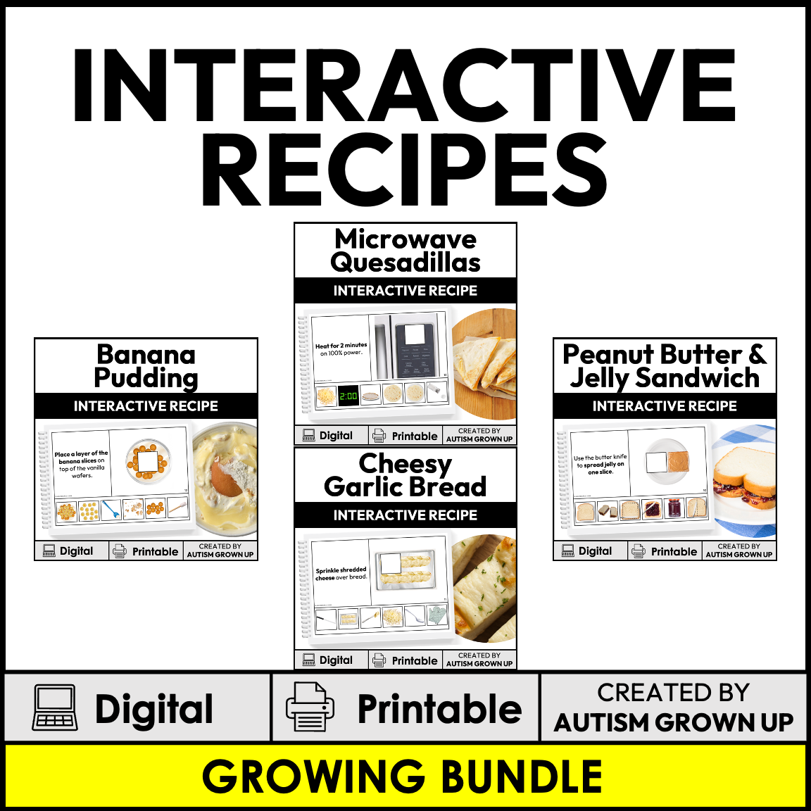 Interactive Recipes and Activities GROWING Bundle — Autism Grown Up