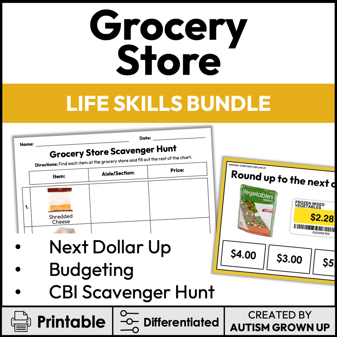 Grocery Store Life Skills Activities for Special Education Bundle ...
