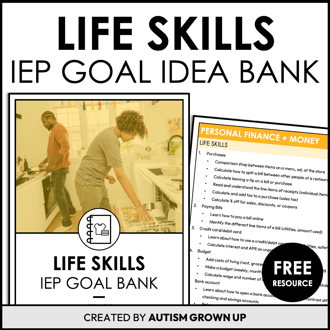 Life Skills IEP Goal Ideas Booklet — Autism Grown Up