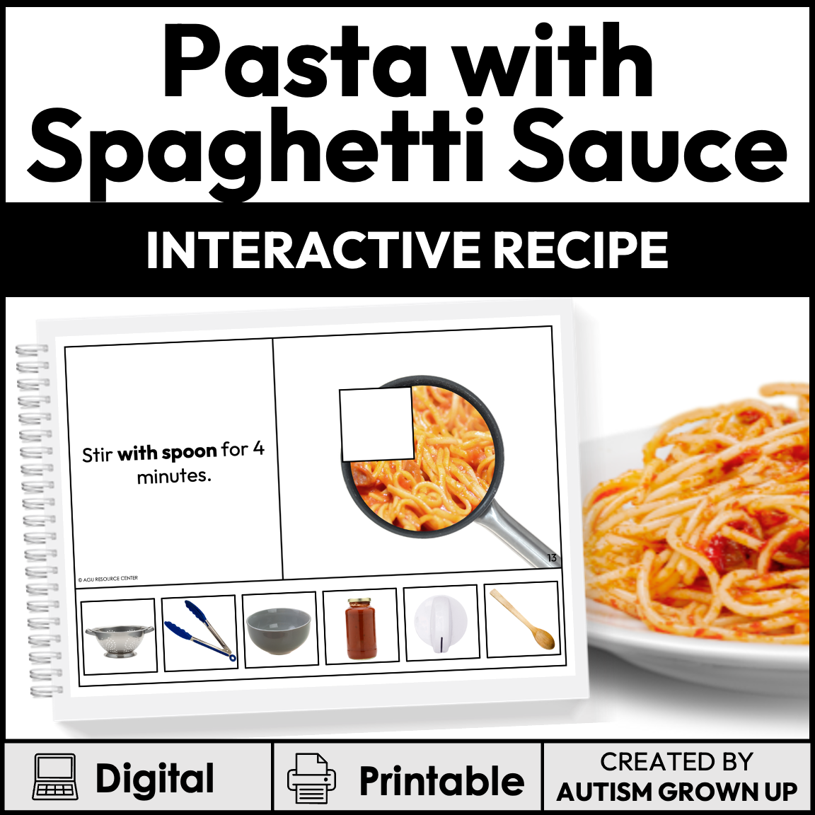 Pasta with Spaghetti Sauce | Interactive Recipe and Activities — Autism ...