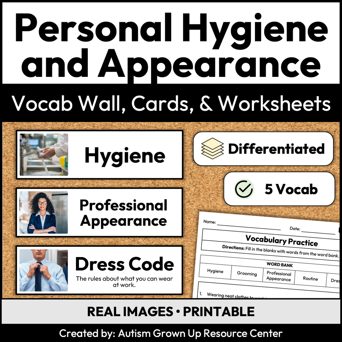 Personal Hygiene and Appearance | Career Exploration Vocab Wall, Cards ...
