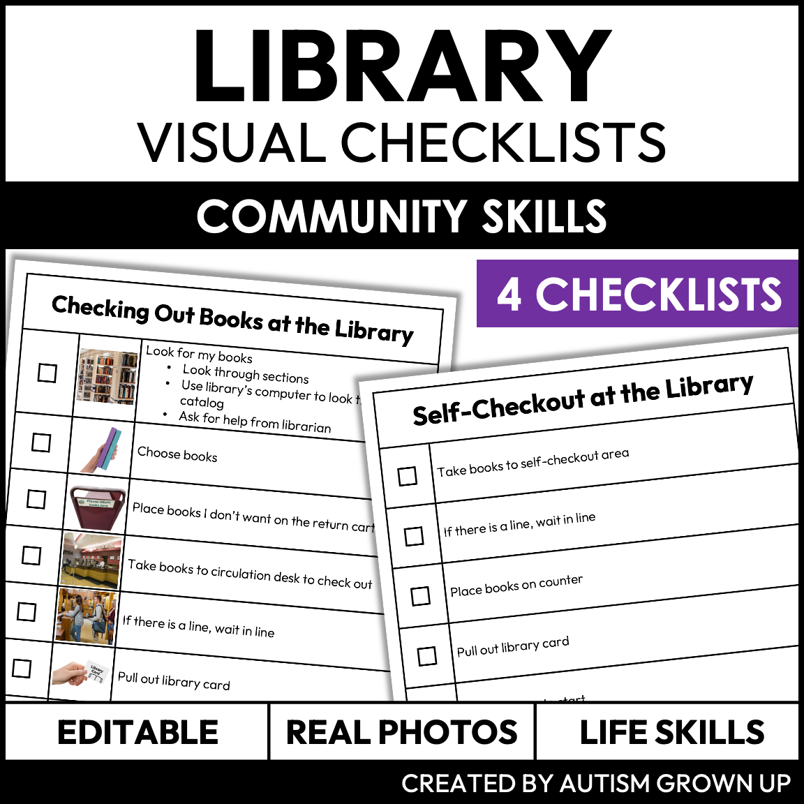 Library Checklists | Task Analysis for Community Skills | Editable ...