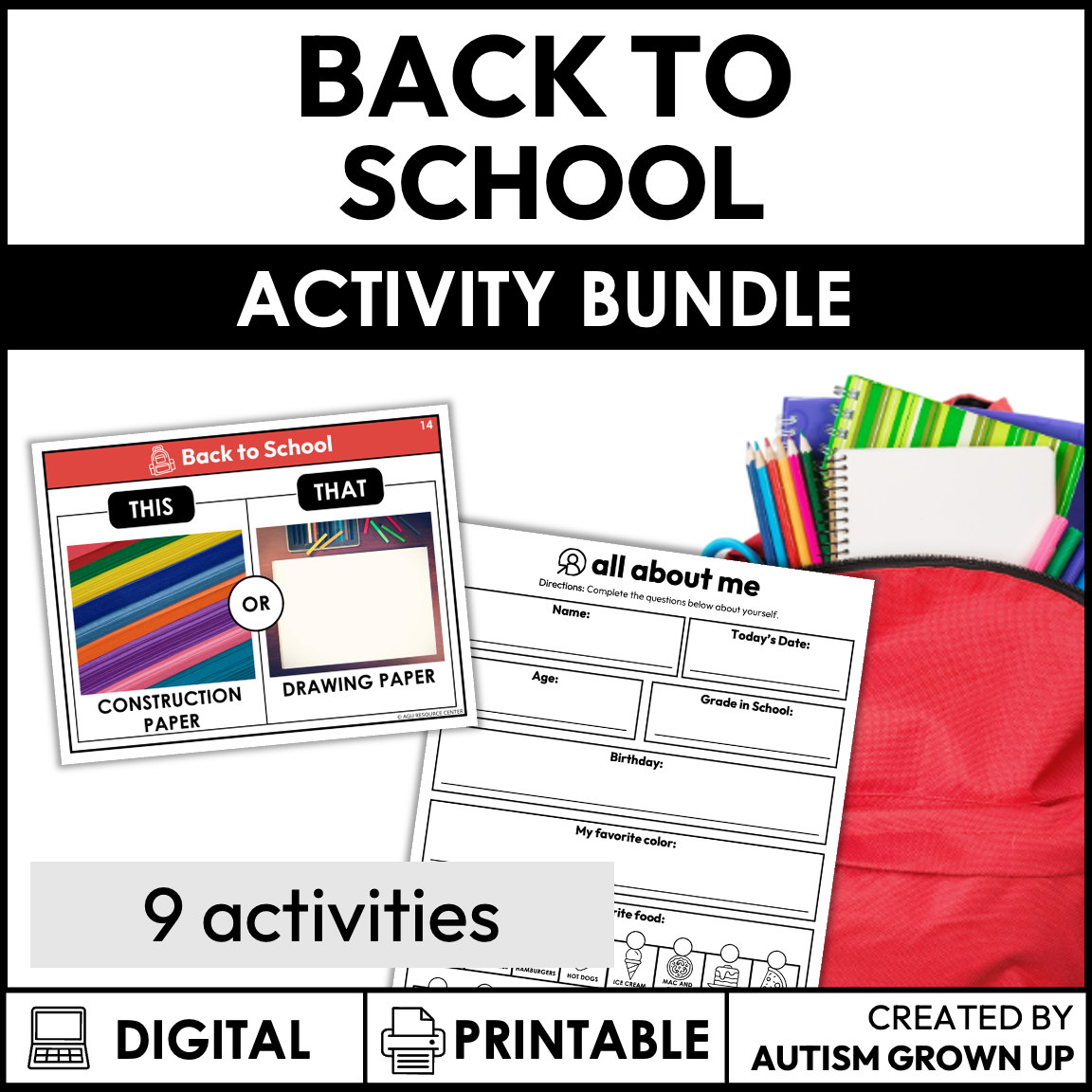 Back to School Activities for Special Education Bundle — Autism Grown Up