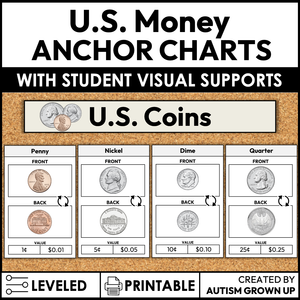 U.S. Money Anchor Charts + Visuals | Coins and Bills — Autism Grown Up