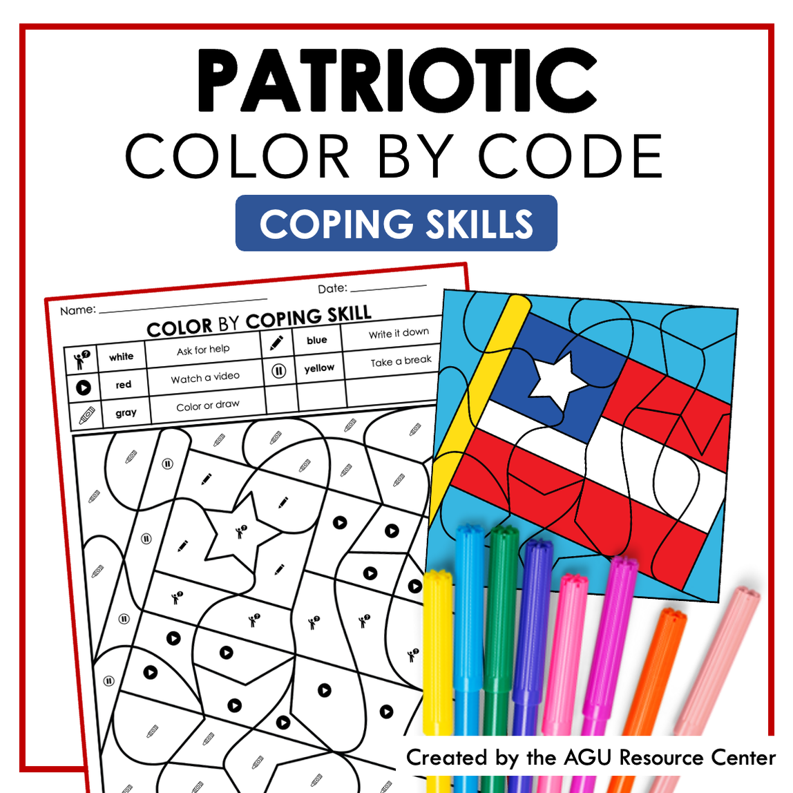 Patriotic Color by Code | Coping Skills Activity — Autism Grown Up