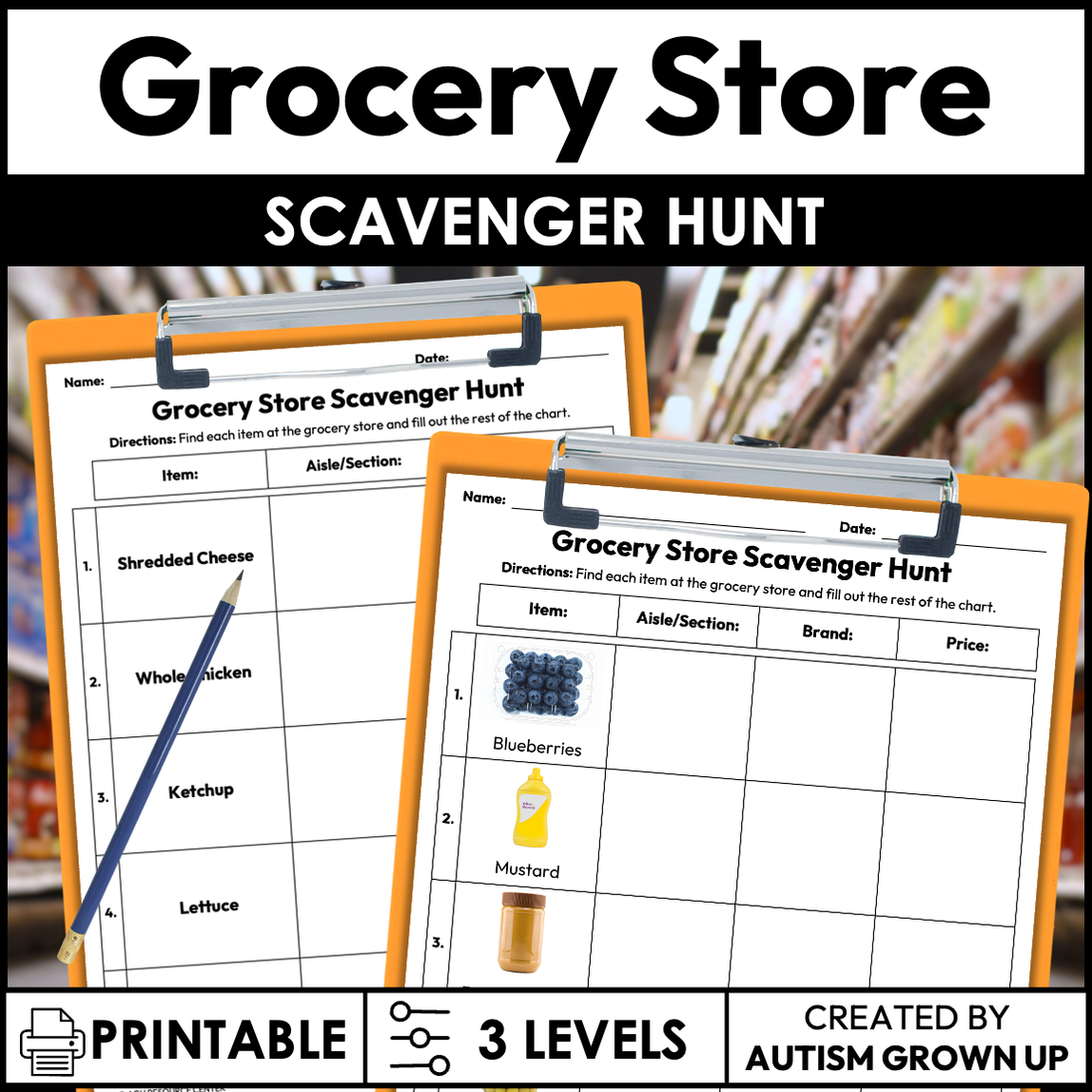 Grocery Store Scavenger Hunt | Community Based Instruction — Autism ...