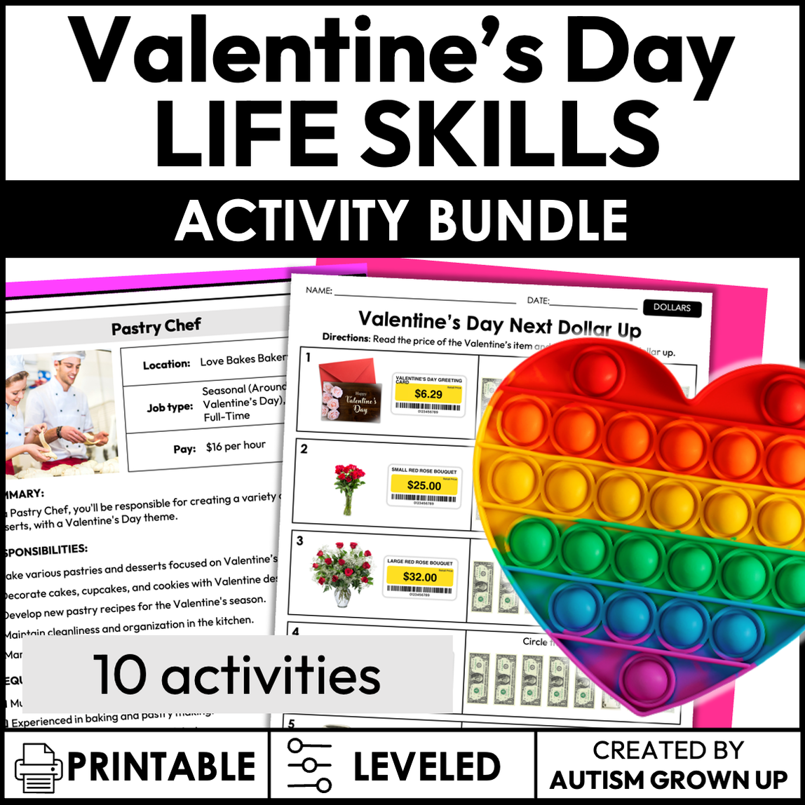 Valentine's Day Life Skills Activities for Special Education Bundle ...