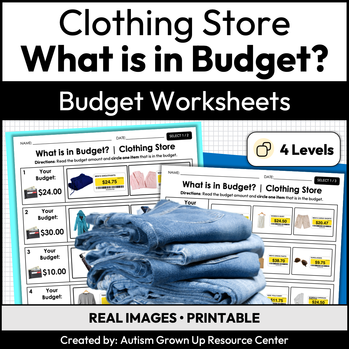 Clothing Store Budget | Life Skills Worksheets for Special Education ...