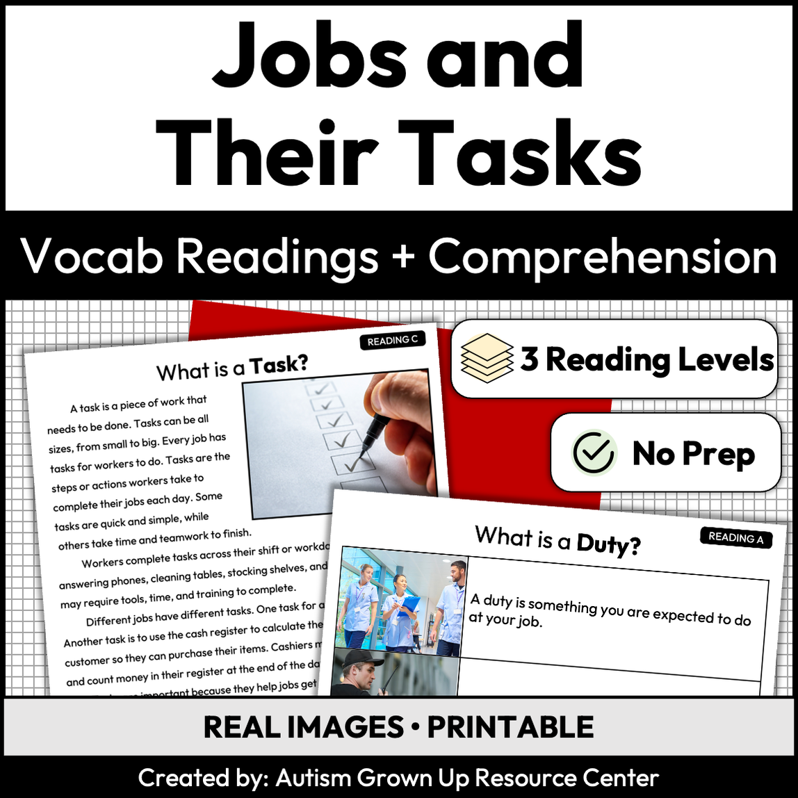 Jobs and Their Tasks | Career Exploration Vocabulary Readings — Autism ...