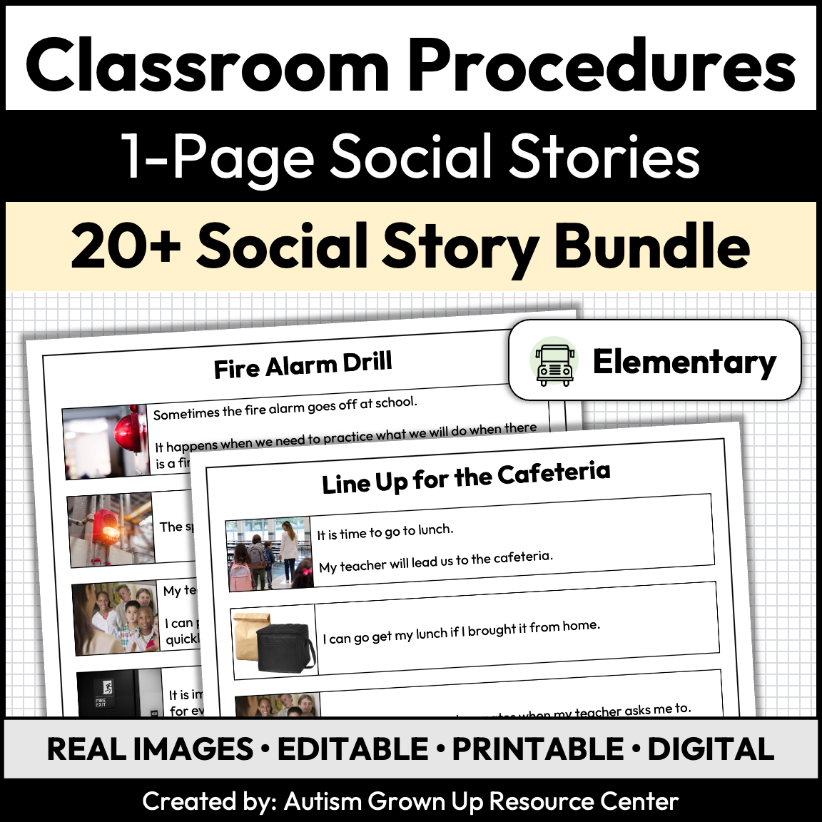 Classroom Procedures | 1-Page Social Stories Growing Bundle | Elementa ...