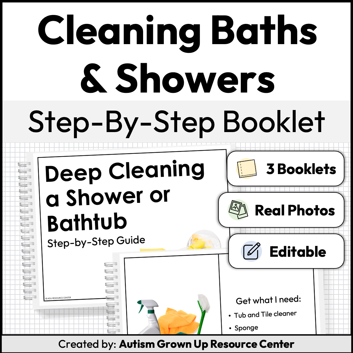 Cleaning Baths and Showers Step-By-Step Booklet | Life Skills | Editab ...