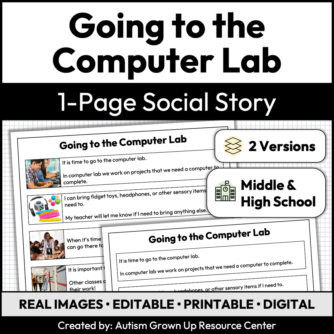 Going to the Computer Lab | 1-Page Social Story | Middle and High Scho ...