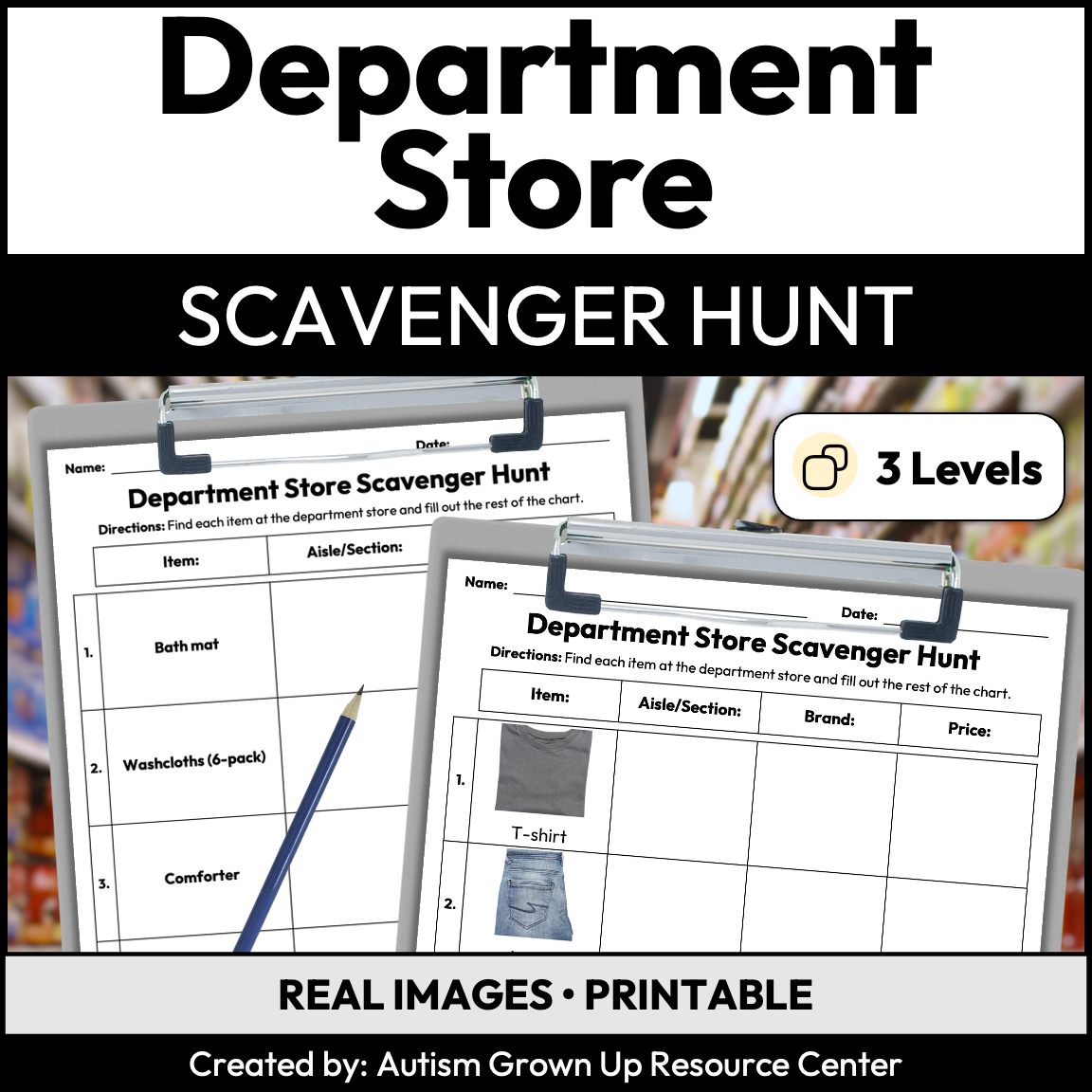 Department Store Scavenger Hunt | Community Based Instruction — Autism ...