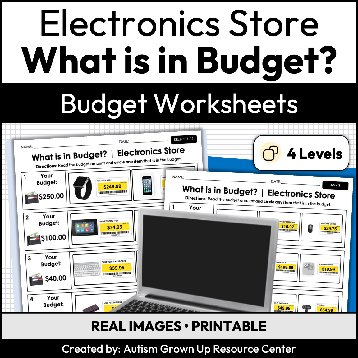 Electronics Store Budget | Life Skills Worksheets for Special Educatio ...
