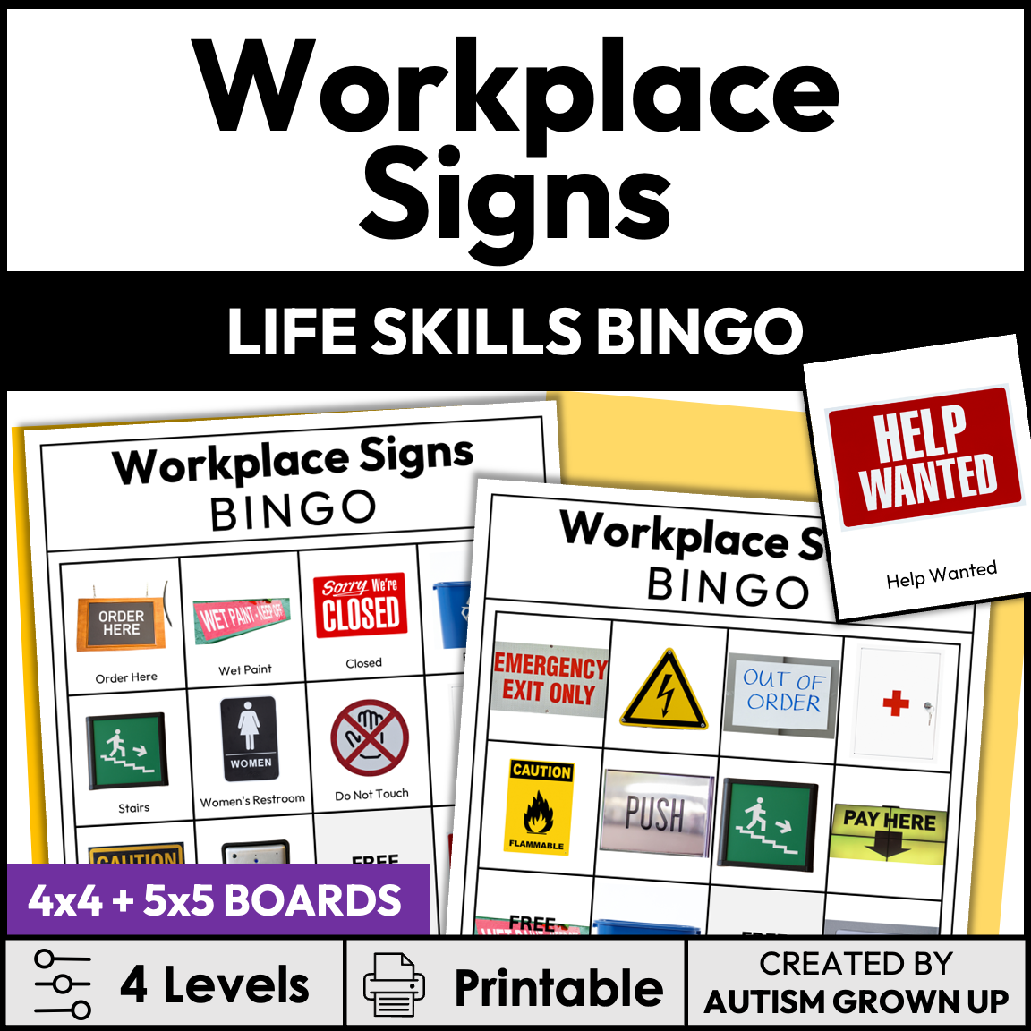 Workplace Signs Bingo | Life Skills and Special Education Activities ...