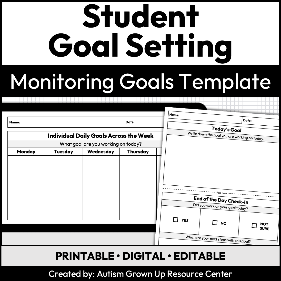 Goal Setting Template | Goal Setting Sheets Students | Student Goal Tr ...