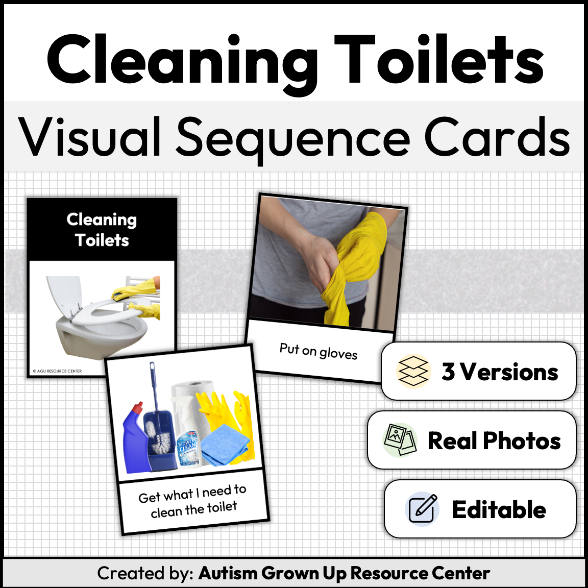 Cleaning Toilets Visual Sequence Cards | Life Skills | Editable ...