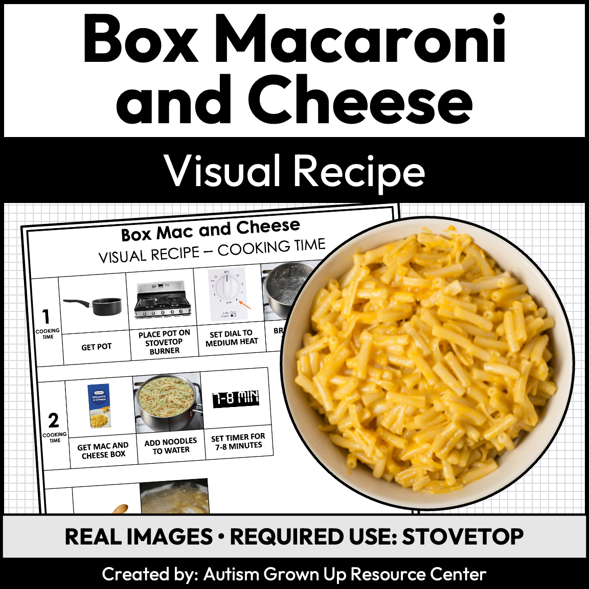 Box Macaroni and Cheese Visual Recipe — Autism Grown Up