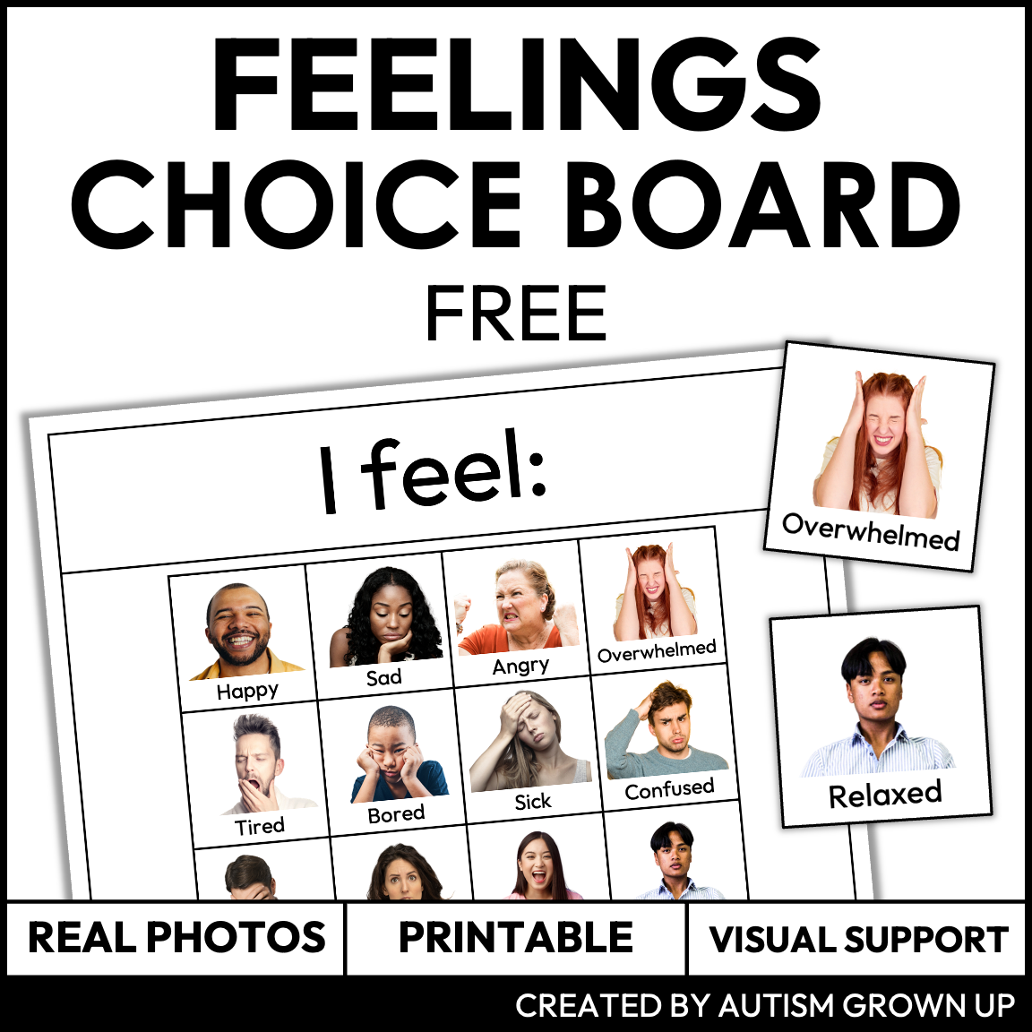 Feelings Chart Communication Board — Autism Grown Up