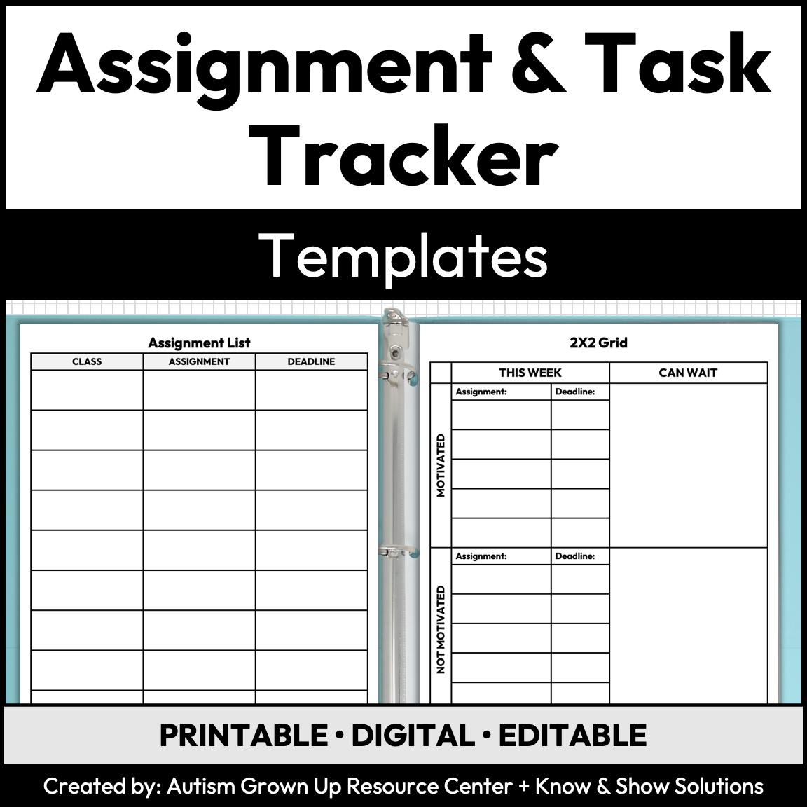 Assignment and Task Tracker Templates — Autism Grown Up