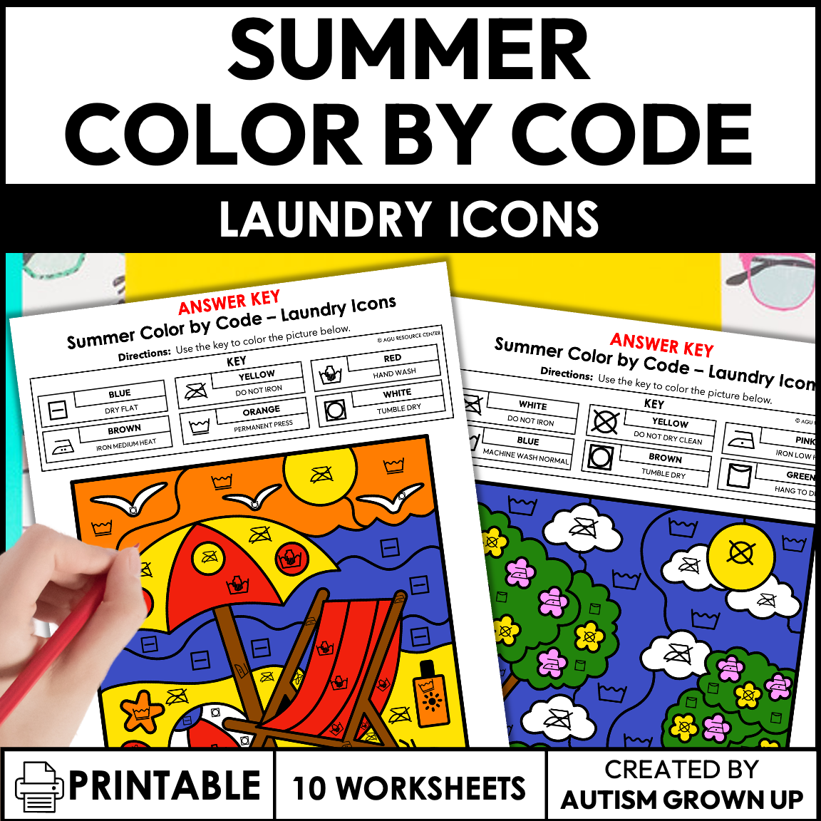 Summer Color By Code | Laundry Icons | Special Education — Autism Grown Up