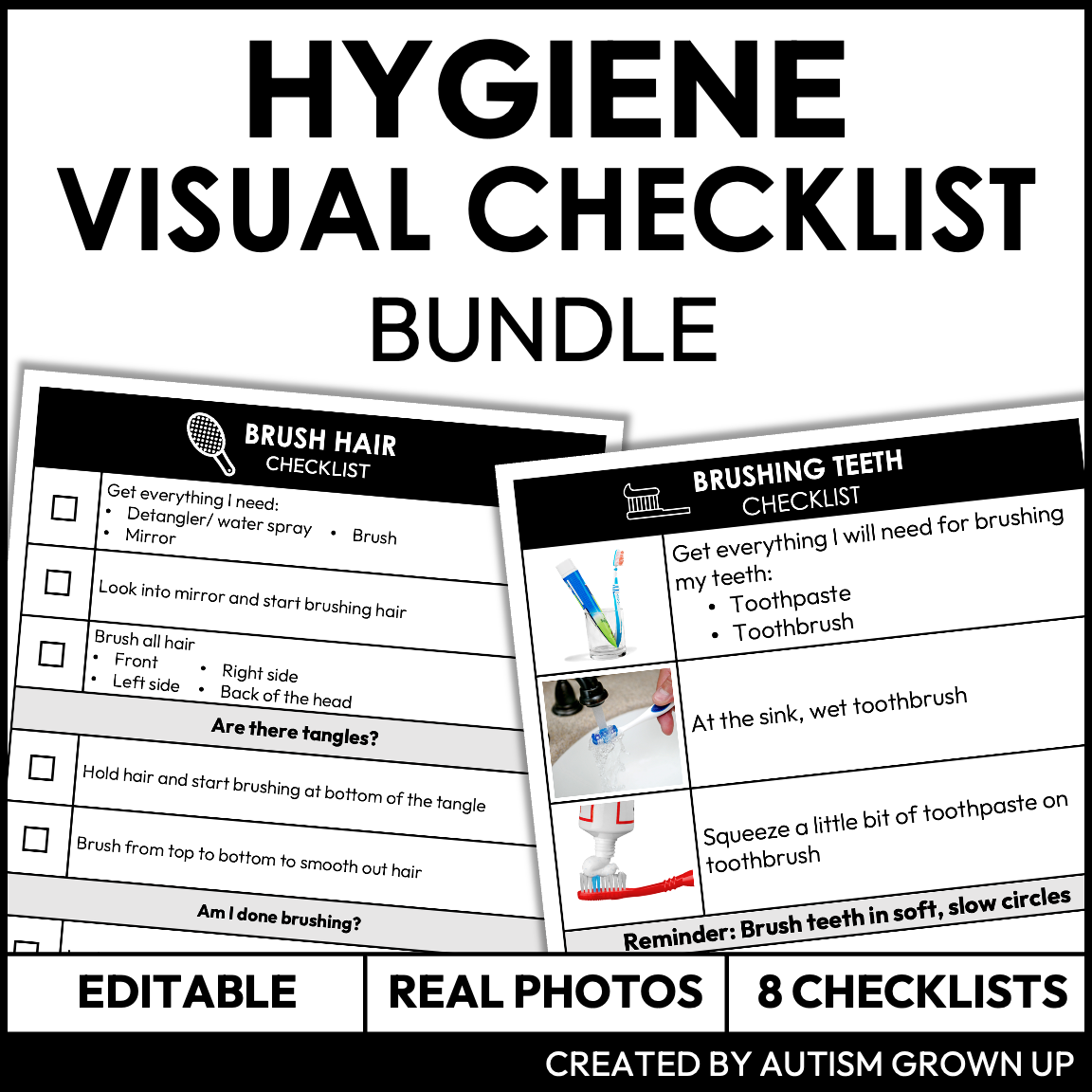 Hygiene Checklists Bundle | Task Analysis for Life Skills | Editable ...