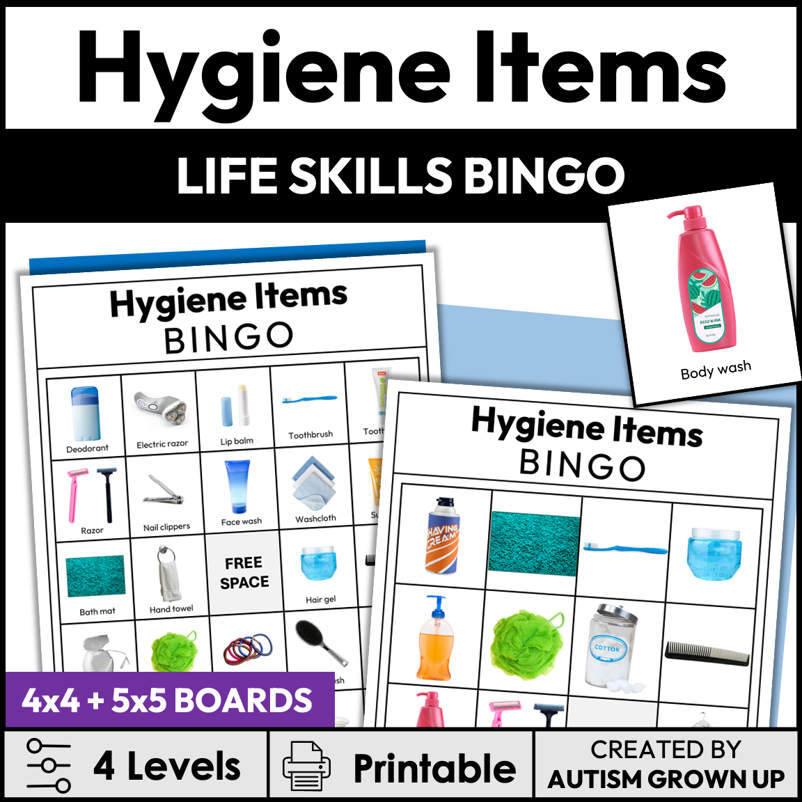 Hygiene Items Bingo | Life Skills and Special Education Activities ...