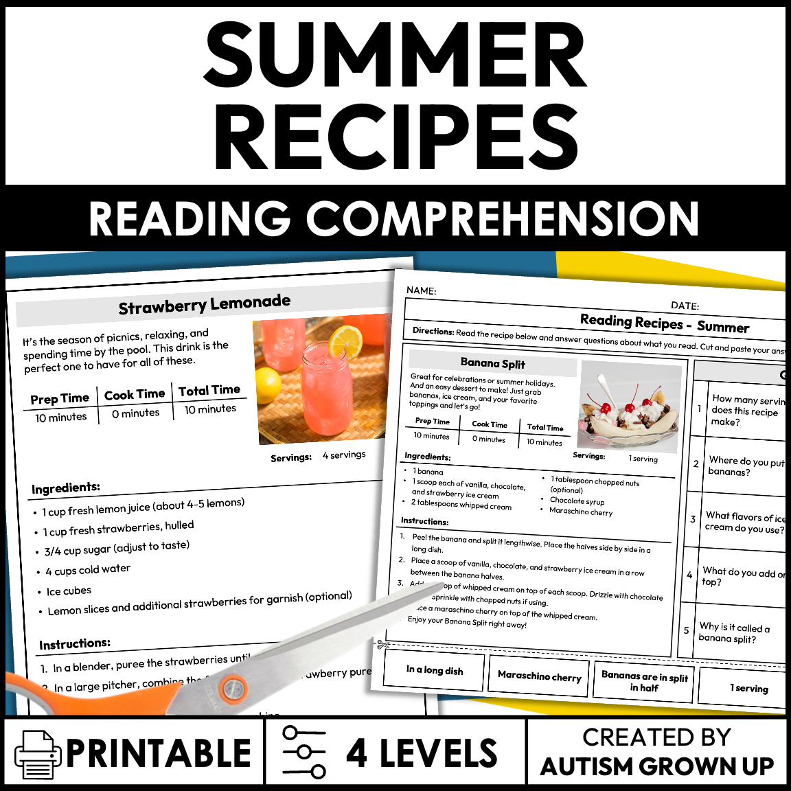 Summer Seasonal Recipes | Life Skills Worksheets for Special Education ...