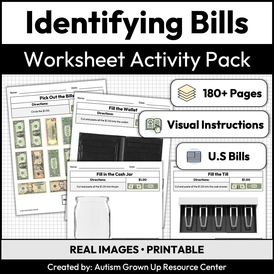 US Bill Identification | Money Worksheets | Special Education Life Ski ...