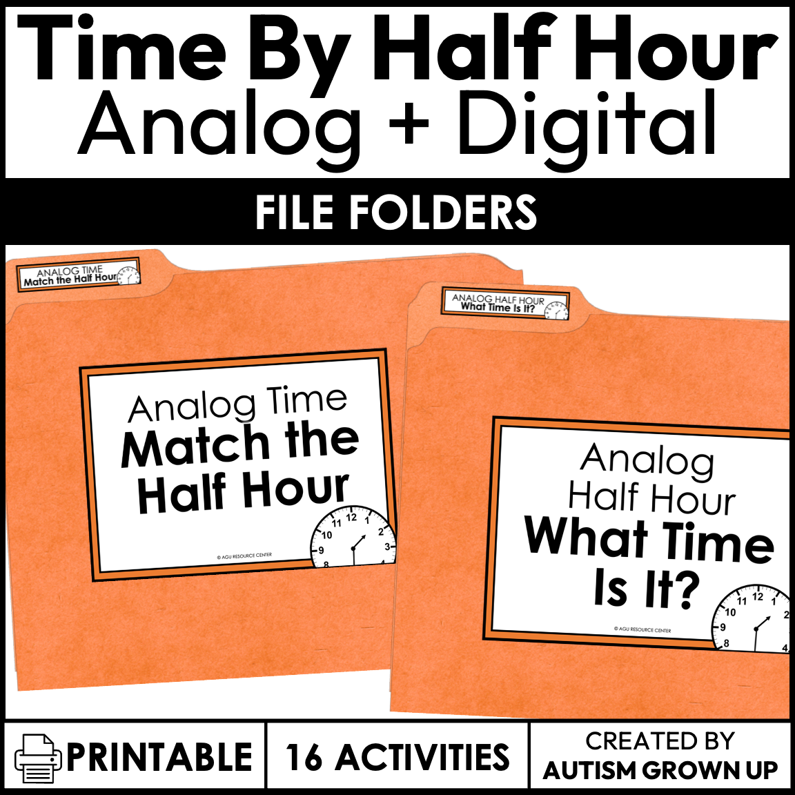Time By the Half Hour File Folders | Life Skills + Special Education ...