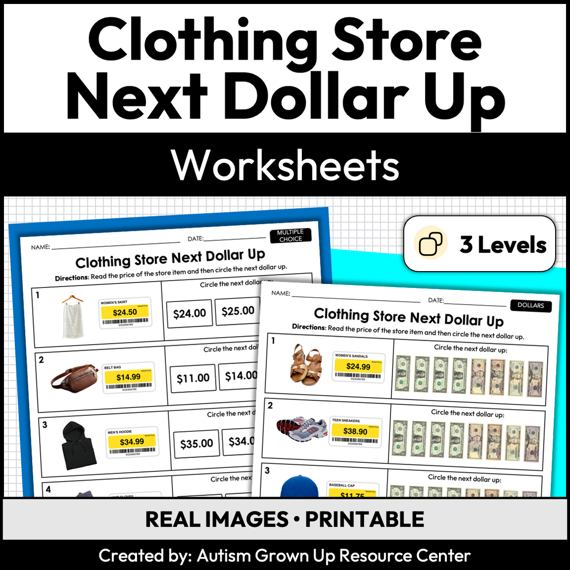 Clothing Store Next Dollar Up | Life Skills Worksheets — Autism Grown Up