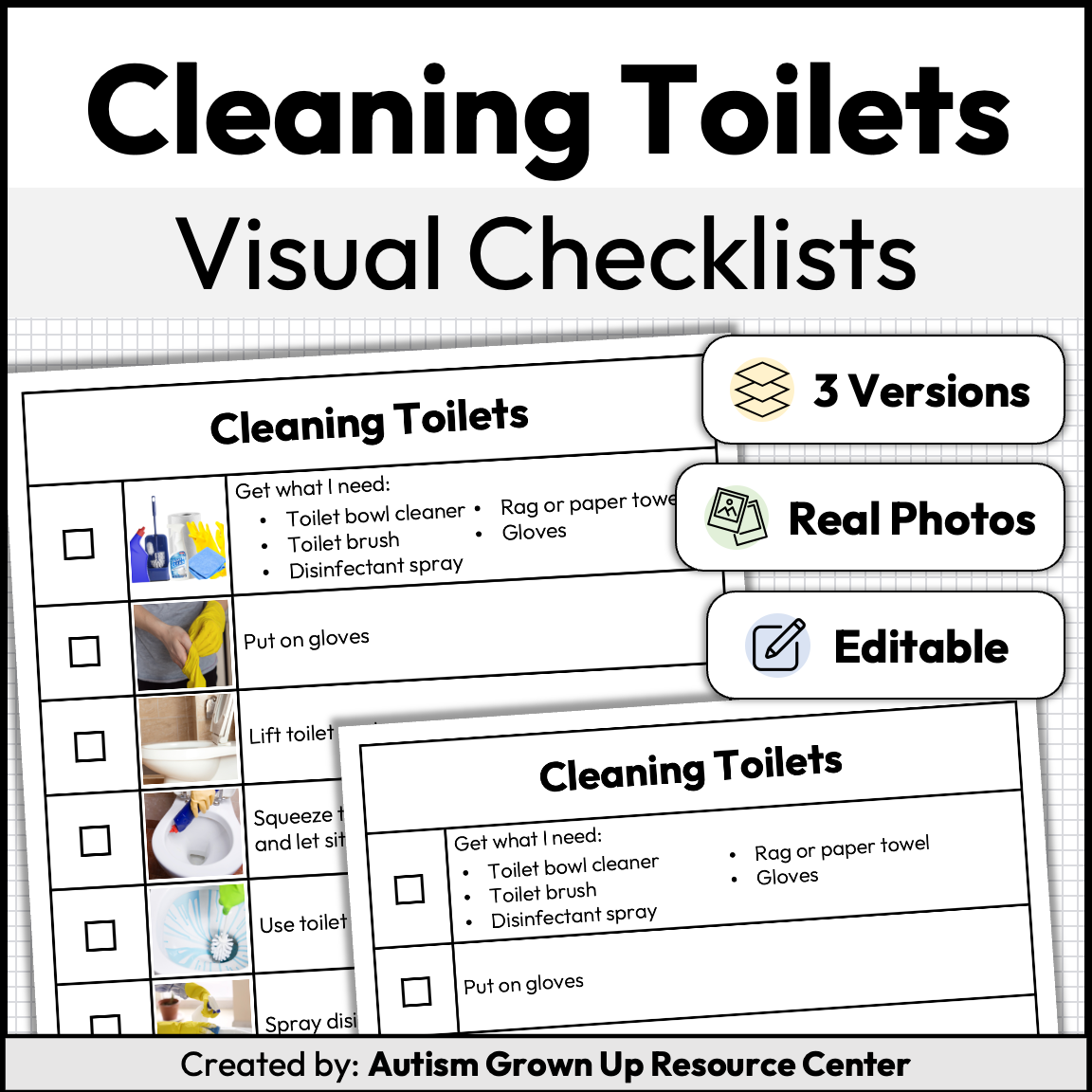 Cleaning Toilets Checklists | Life Skills | Editable — Autism Grown Up