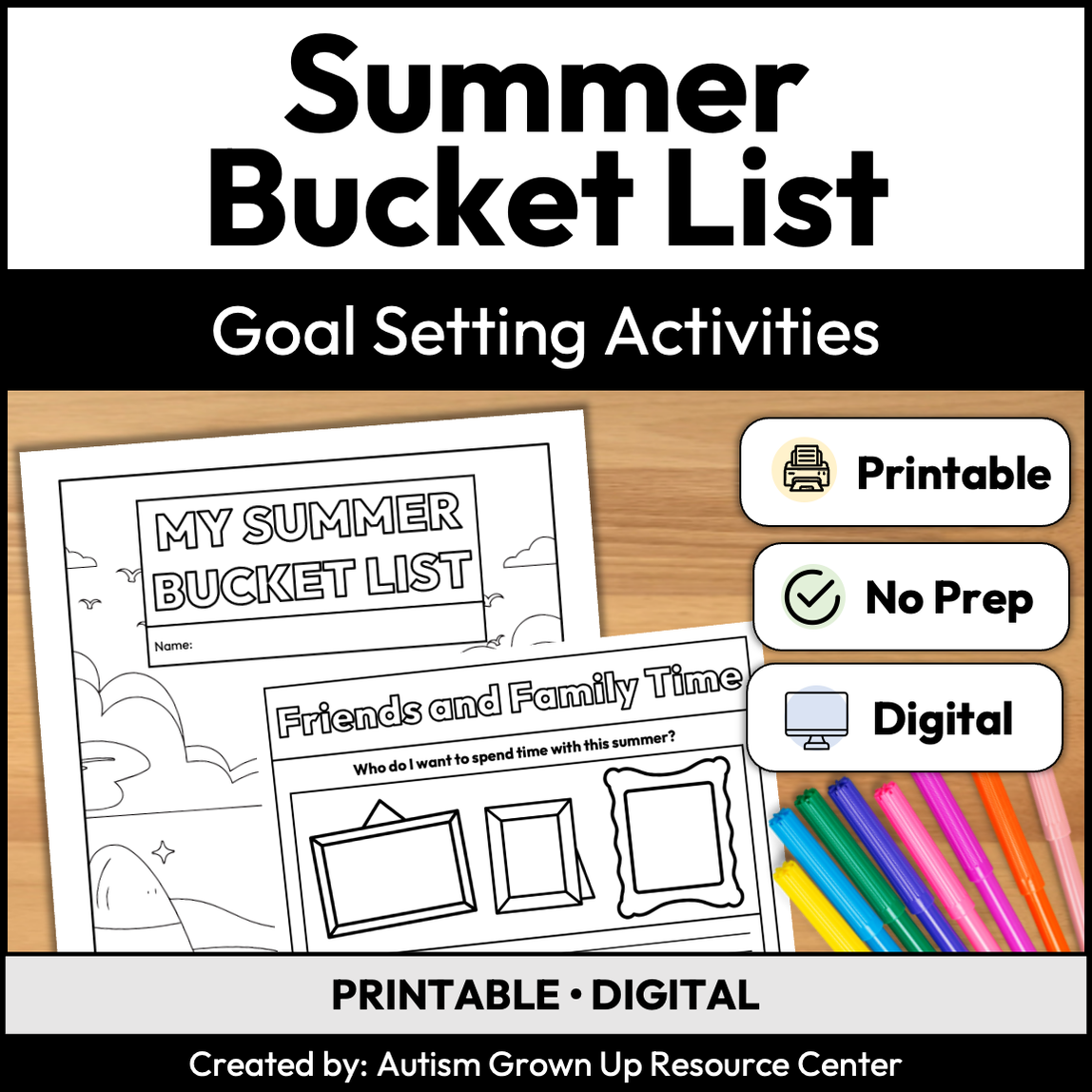 Summer Bucket List Goal Setting Activity | Printable + Digital — Autism ...
