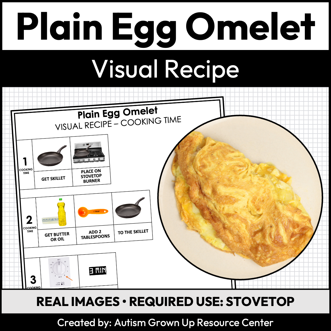 Plain Egg Omelet Visual Recipe — Autism Grown Up