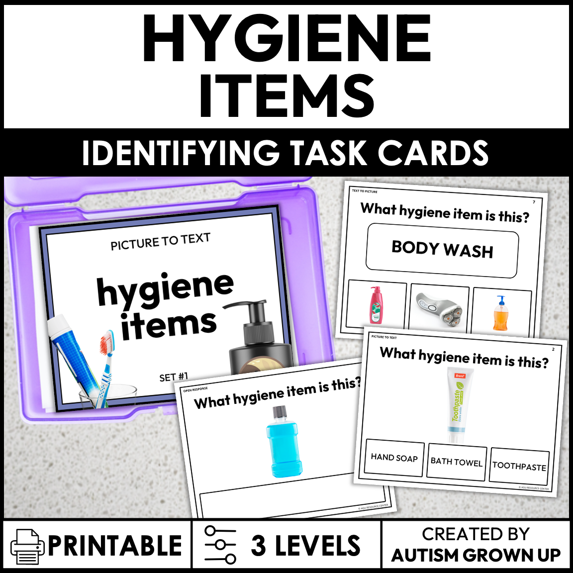 Hygiene Items | Identify Task Cards | Special Education — Autism Grown Up