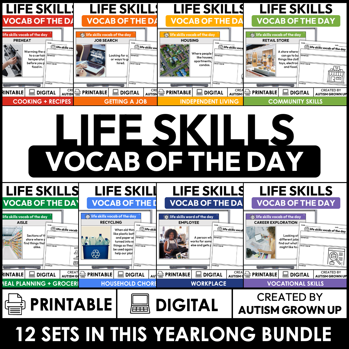 Life Skills Vocab of the Day Bundle — Autism Grown Up