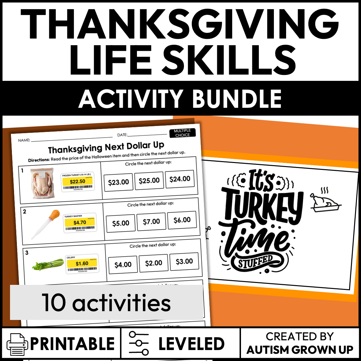Thanksgiving Life Skills Activities for Special Education Bundle ...