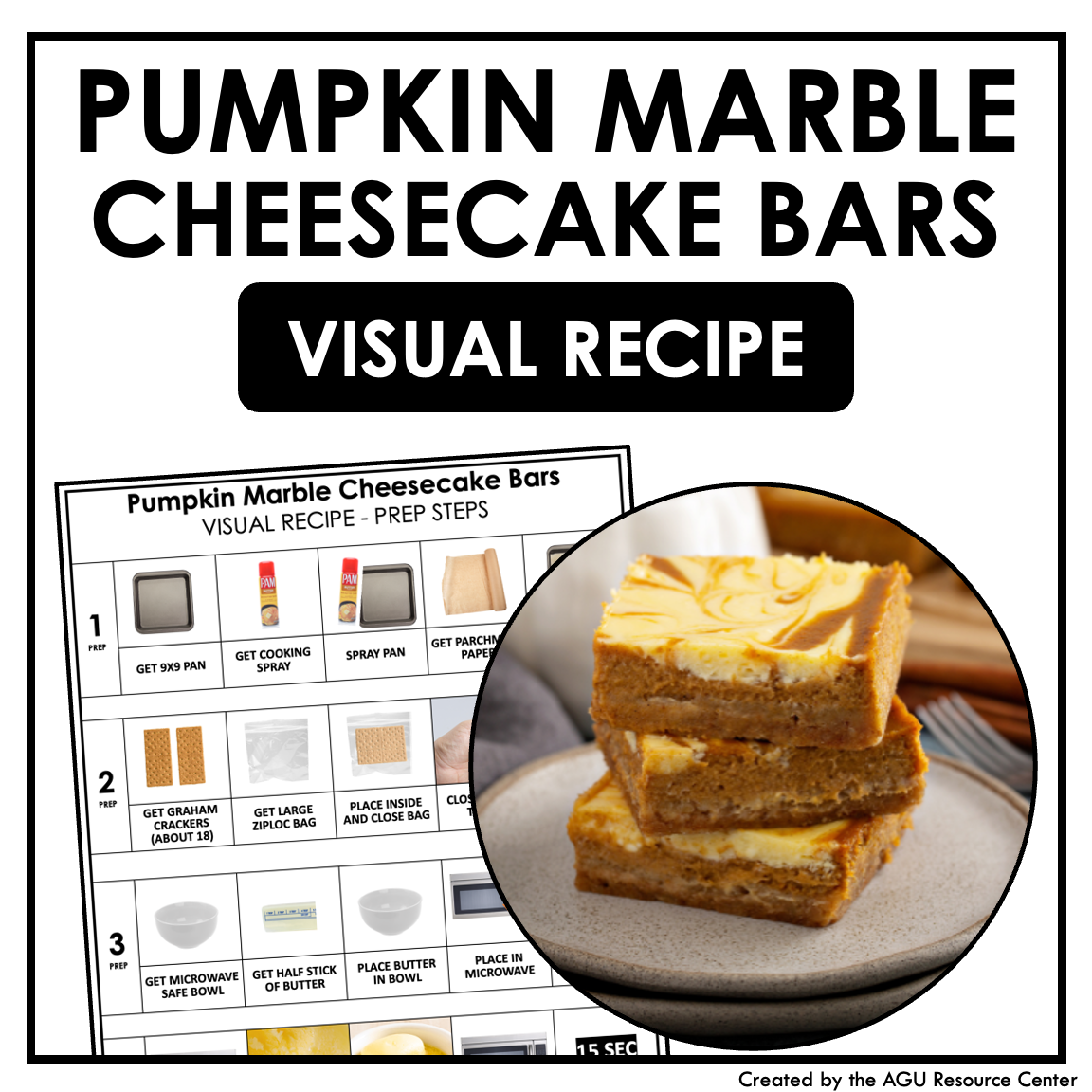 Pumpkin Marble Cheesecake Bars Visual Recipe | No-Bake Recipe — Autism ...