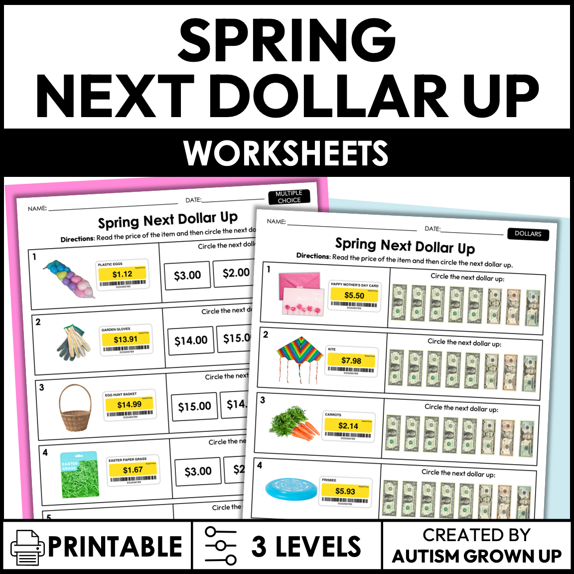 Spring Next Dollar Up | Life Skills Worksheets for Special Education ...