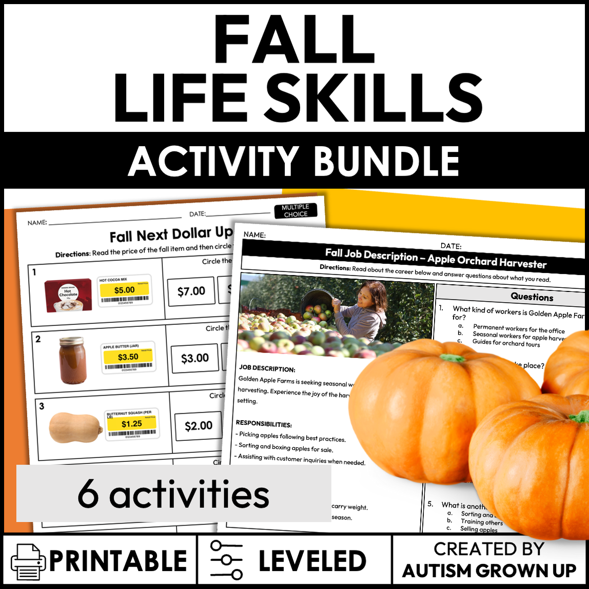 Fall Life Skills Activities for Special Education Bundle — Autism Grown Up