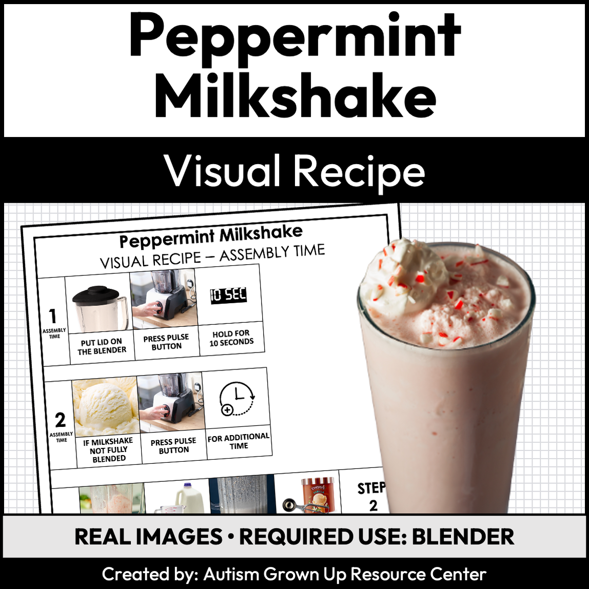 Peppermint Milkshake Visual Recipe — Autism Grown Up