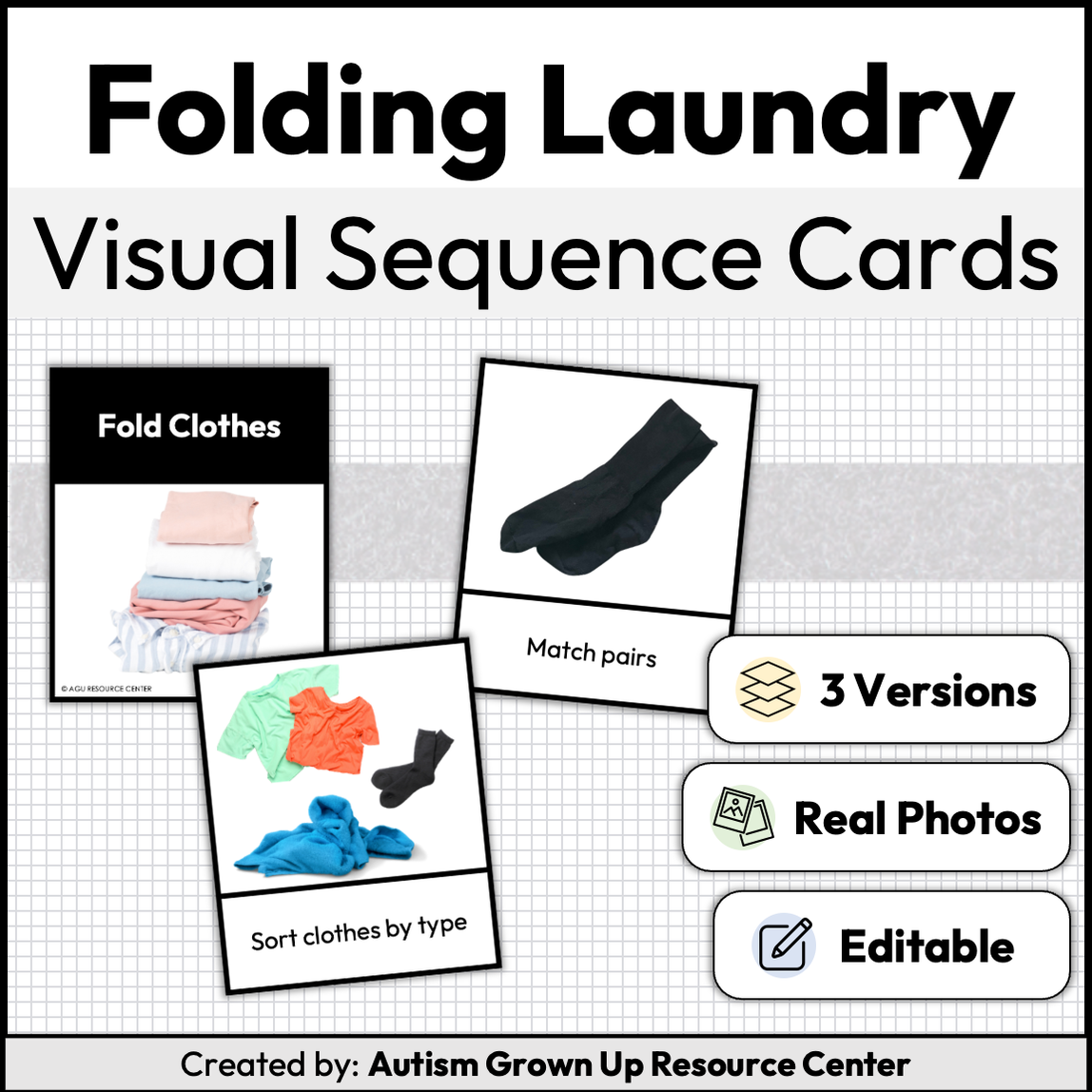 Fold and Put Away Laundry Visual Sequence Cards | Life Skills | Editab ...
