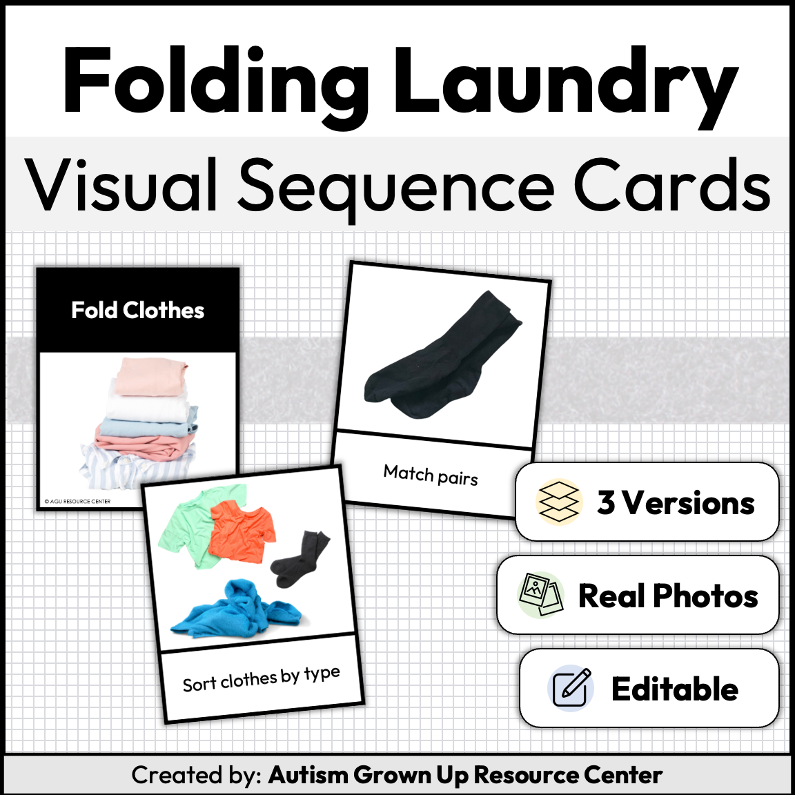 Fold and Put Away Laundry Visual Sequence Cards | Life Skills | Editab ...