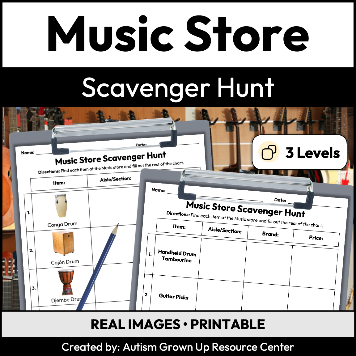 Music Store Scavenger Hunt | Community Based Instruction — Autism Grown Up