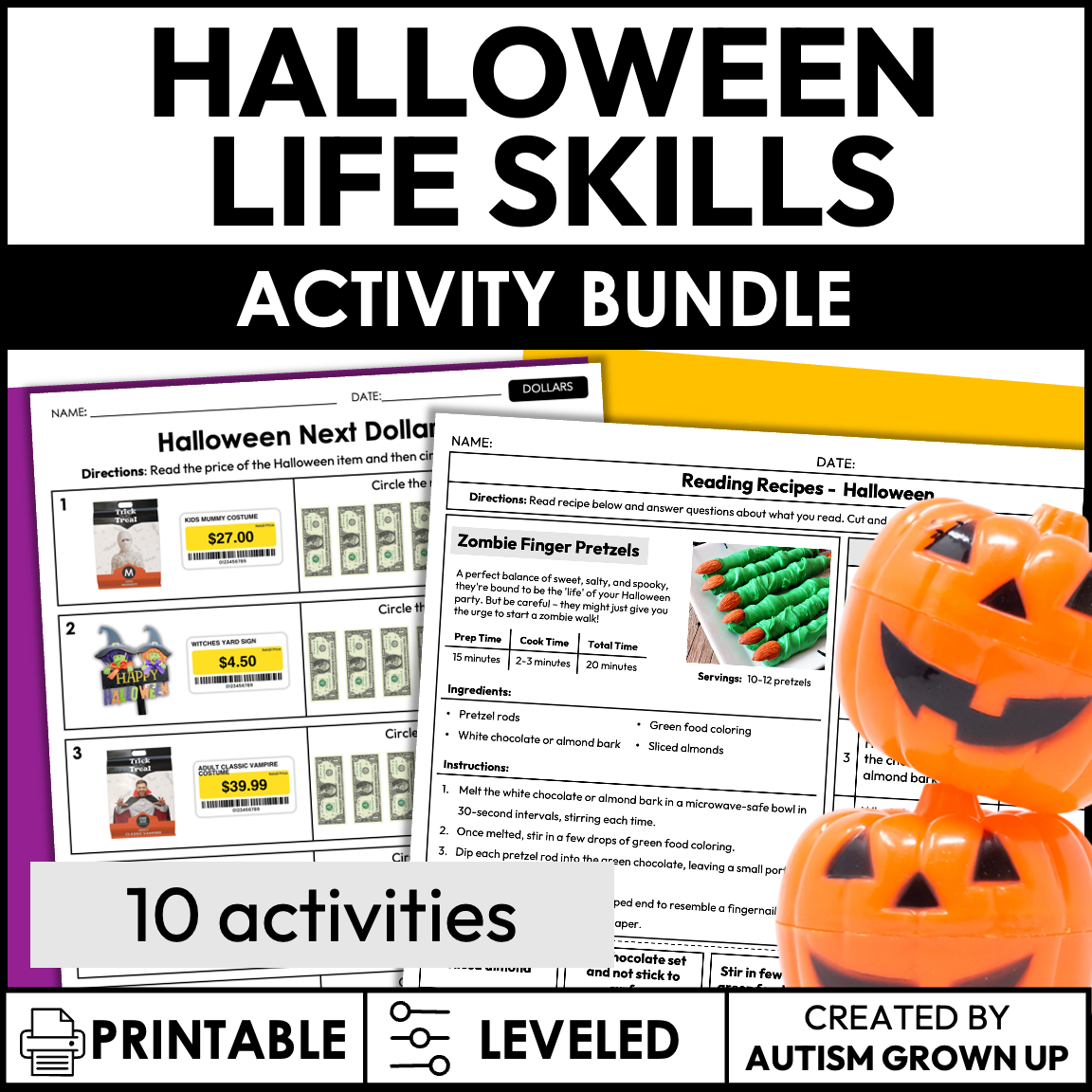 Life Skills Halloween Activities for Special Education Bundle — Autism ...