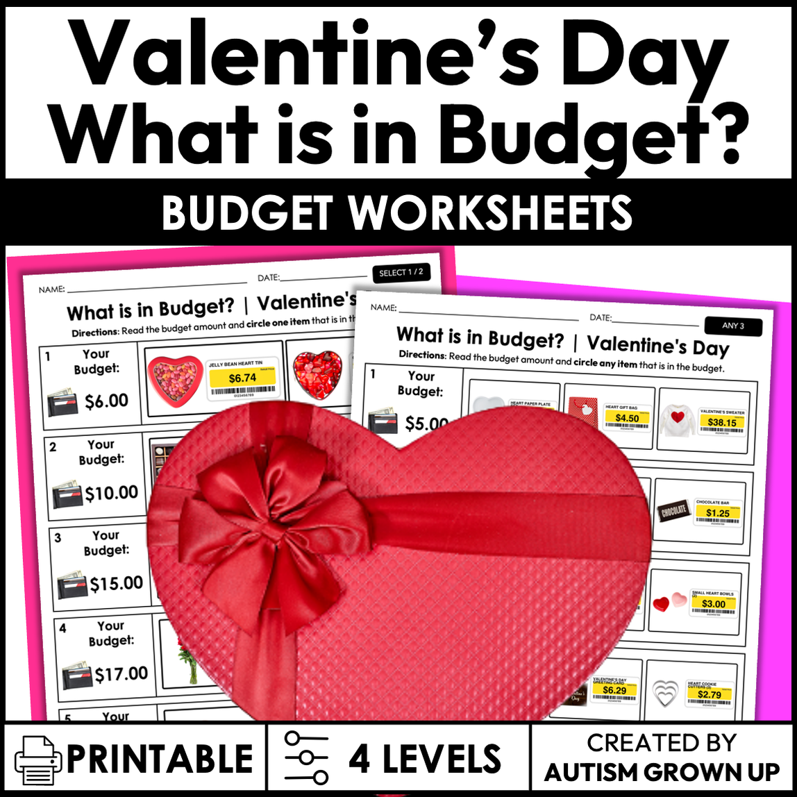 Valentine's Day Budget | Life Skills Worksheets for Special Education ...