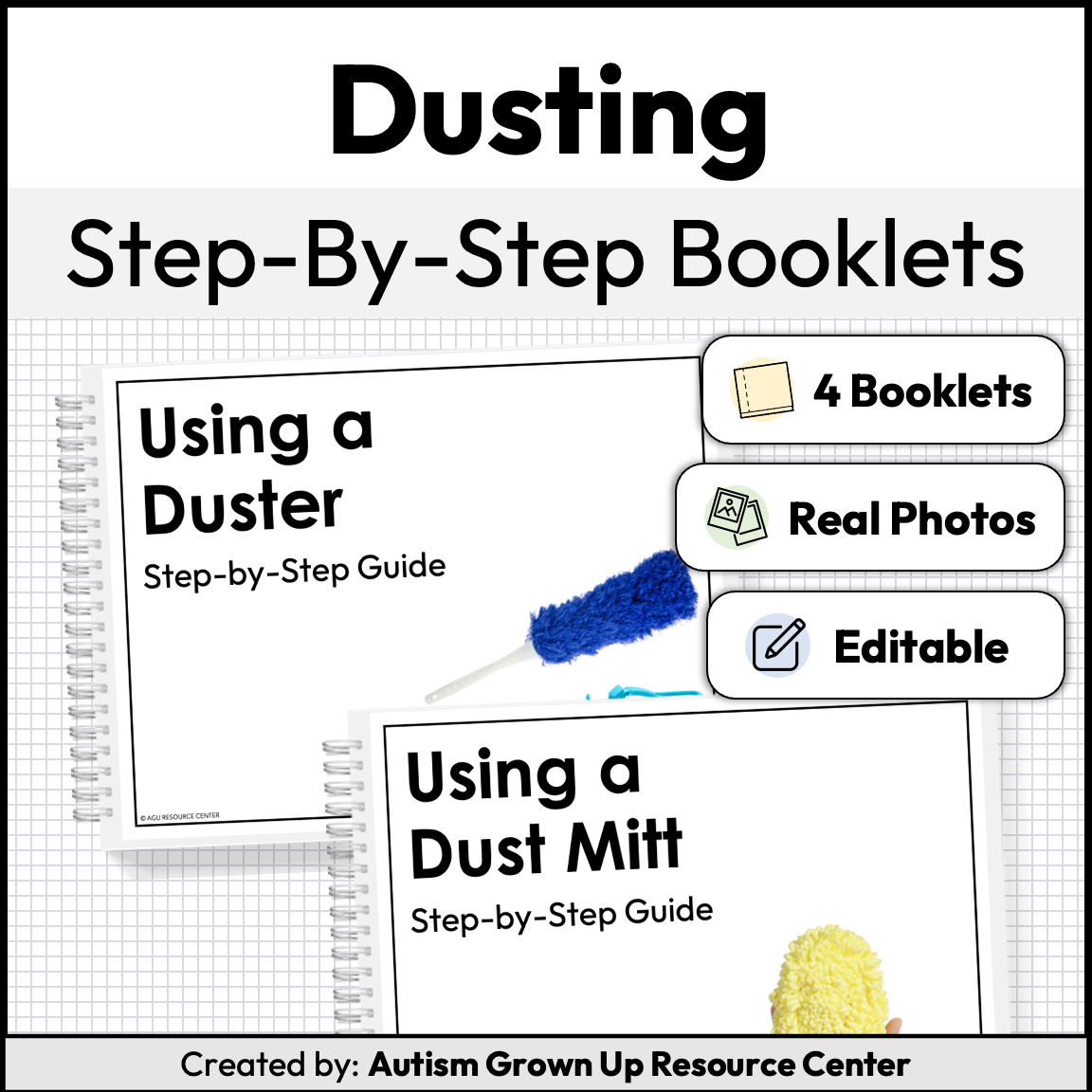 Dusting Step-By-Step Booklet | Life Skills | Editable — Autism Grown Up