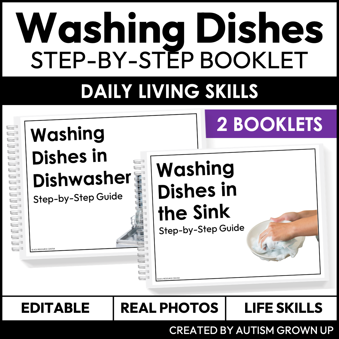 Washing Dishes Step-By-Step Booklet | Life Skills | Editable — Autism ...