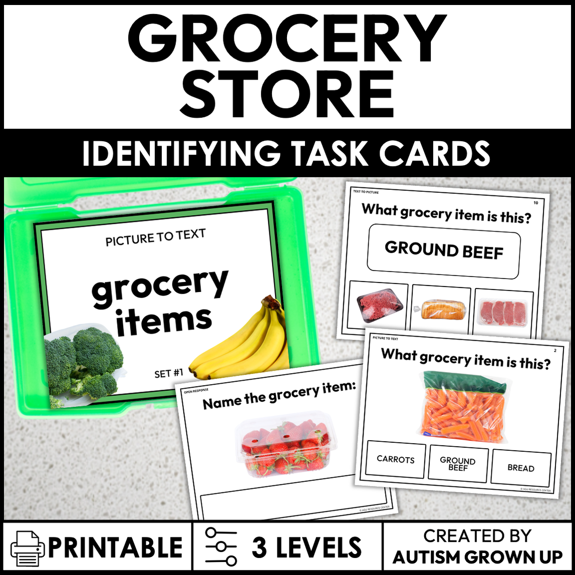 Grocery Store Items | Identifying Task Cards | Special Education ...