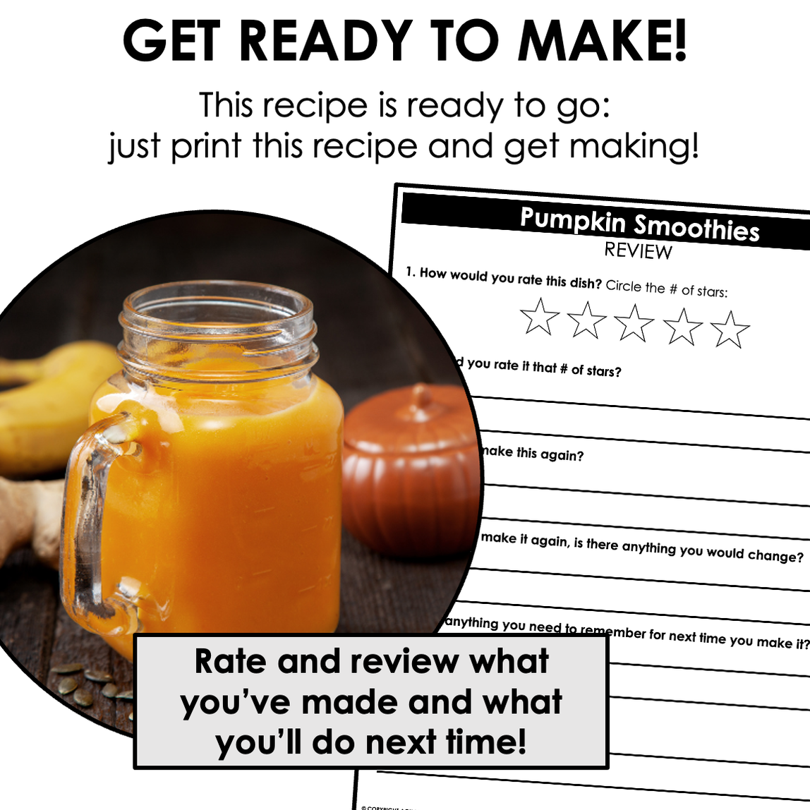 Pumpkin Smoothies Visual Recipe | No-Bake Recipe — Autism Grown Up